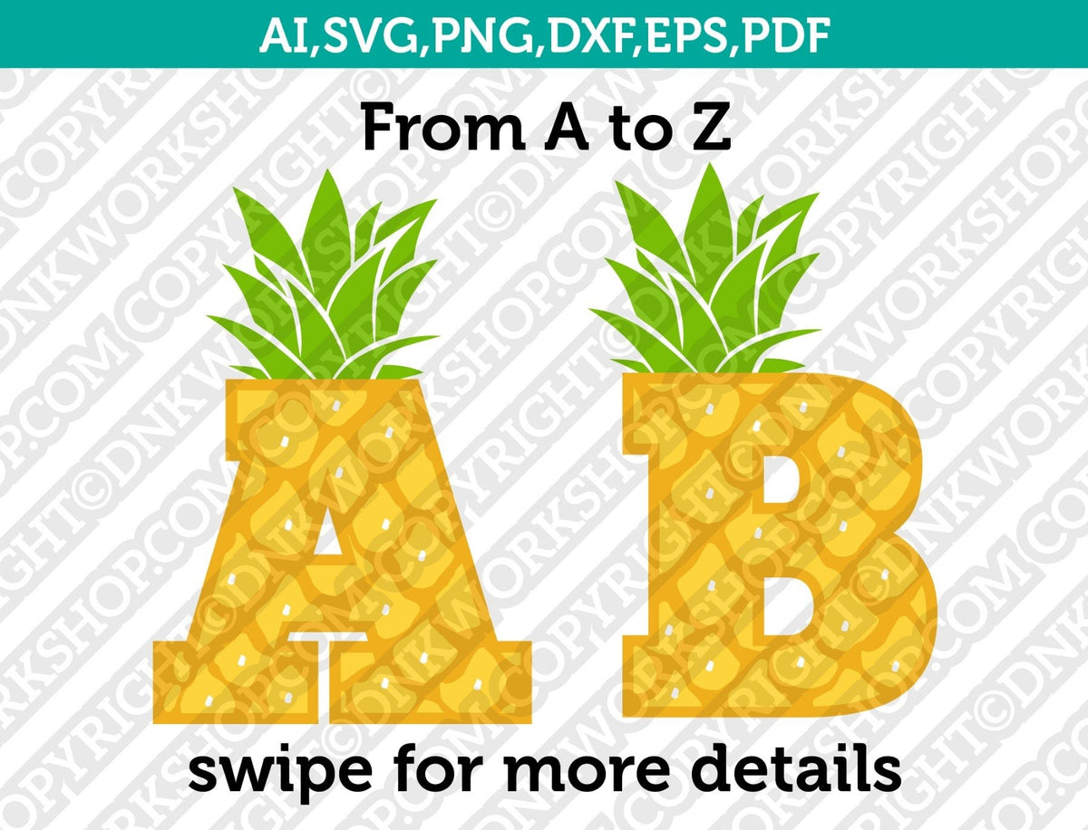 Pineapple Pattern Letter Font Alphabet Svg Vector Cricut Cut File