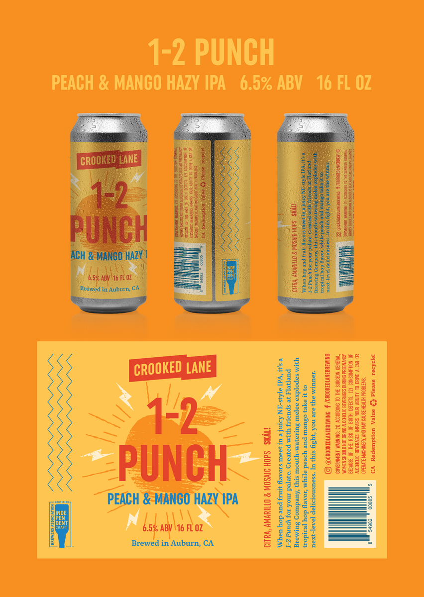 1 2 Punch Peach And Mango Hazy Ipa 4 Pack Of 16 Oz Cans Crooked