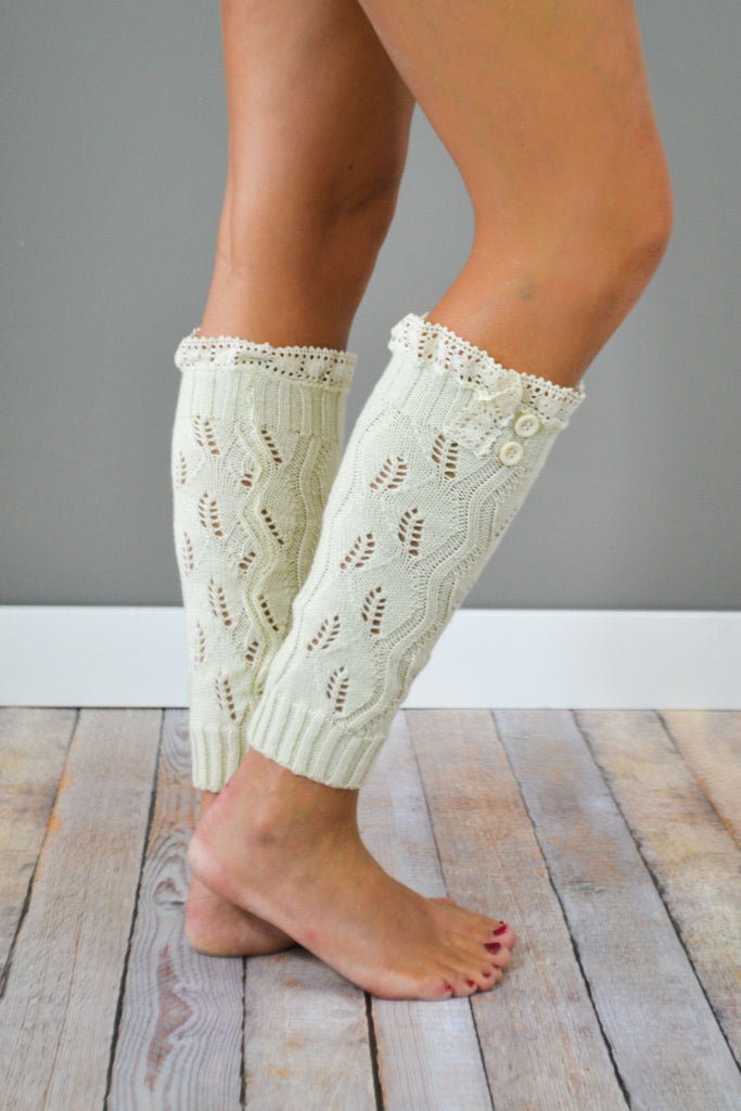 Ivory Crochet Lace Leg Warmer