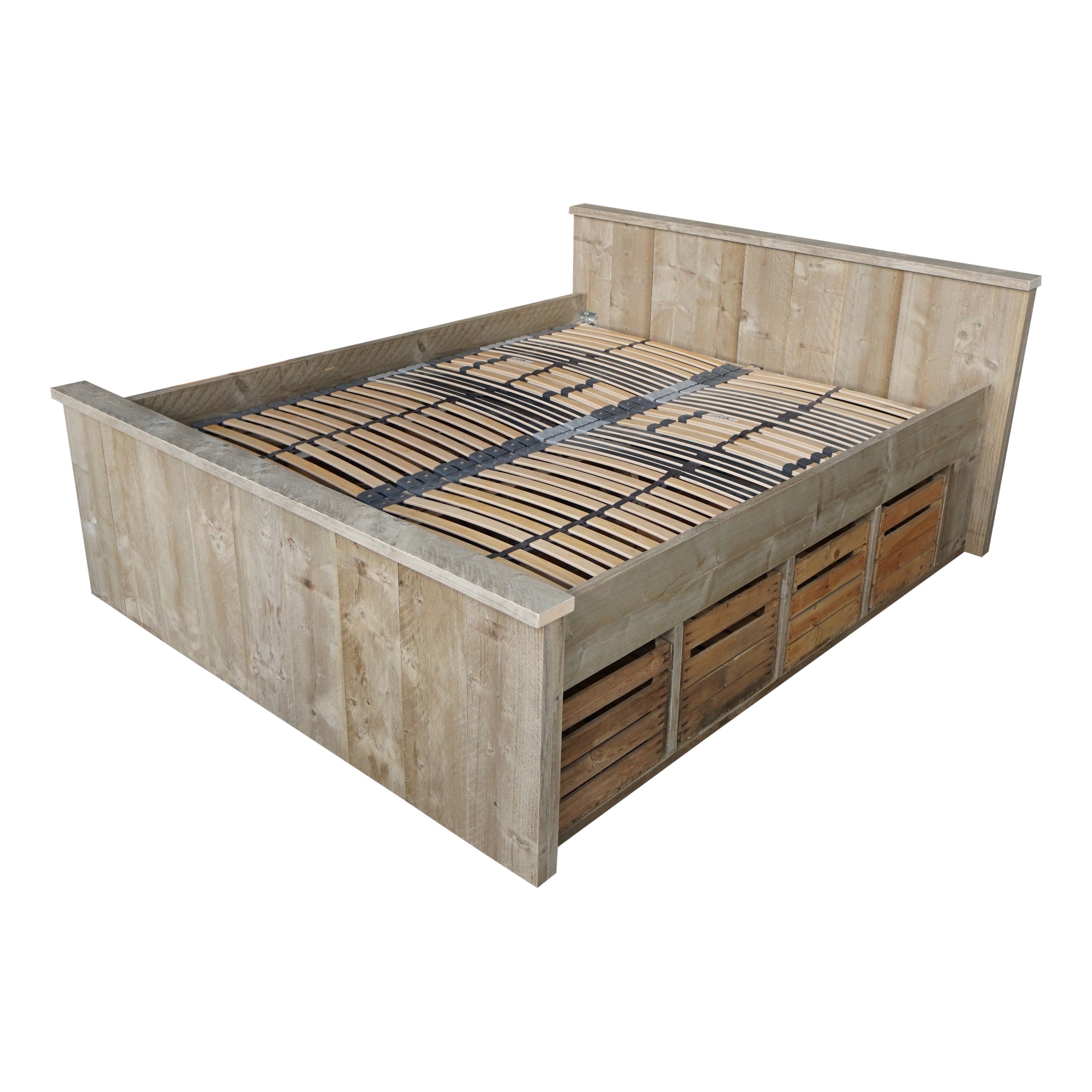 Steigerhout Bed Met Fruitkistjes 160x200 Cm Haarlem Lolke Jan Pilat