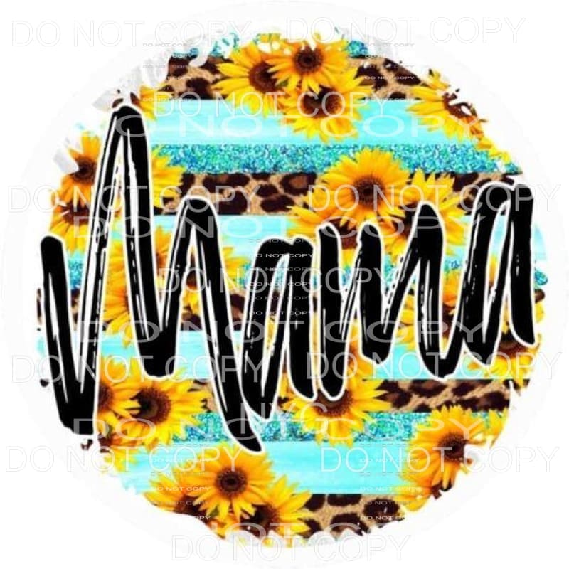 Martodesigns Mama Sunflowers Teal Stripes Circle