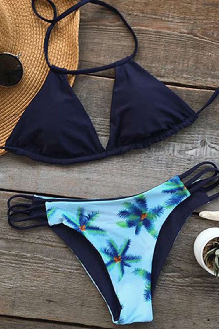 Cupshe The Blue Aegean Sea Halter Bikini Set