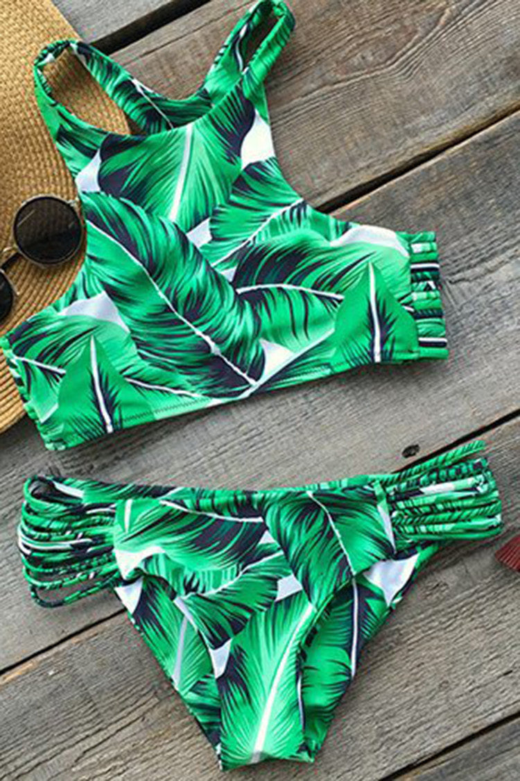 Cupshe Tropical Trip Leaves Printing Bikini Set