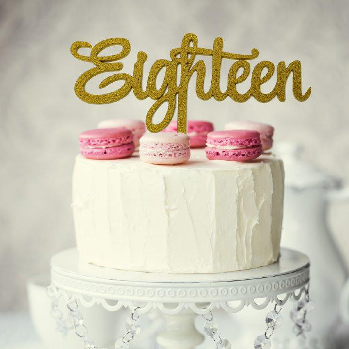 Number Eighteen Gold Glitter Acrylic Cake Topper Deezee Designs