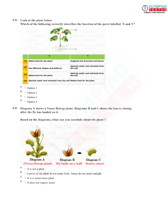 Class 2 Science Hots Plants Worksheets 1 5 Olympiad Tester