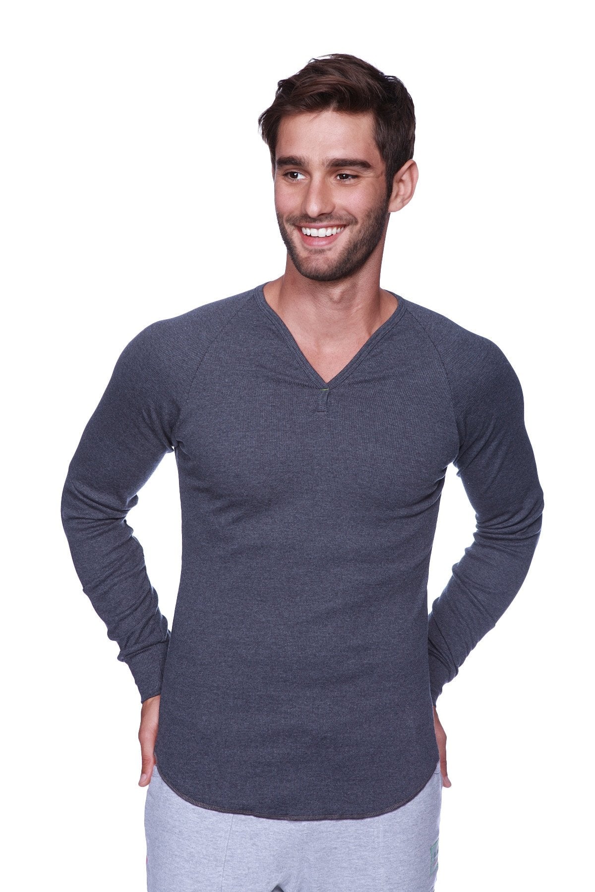 Thermal V Neck Long Sleeve Charcoal 4 Rth