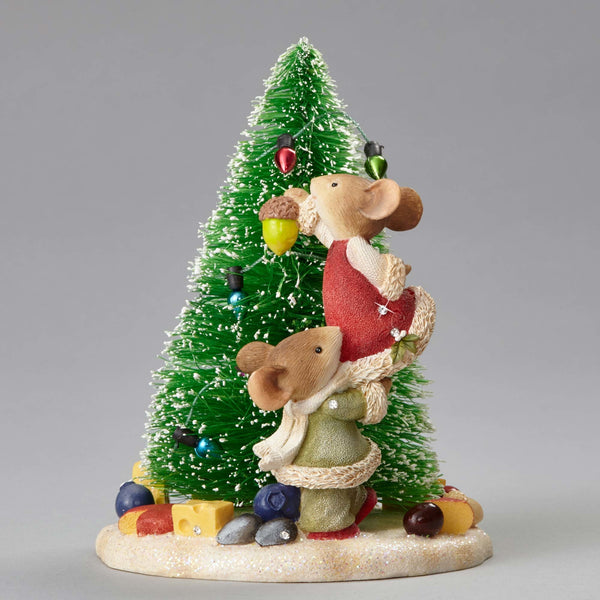 Mice Decorating Christmas Tree Centerpiece Figurine