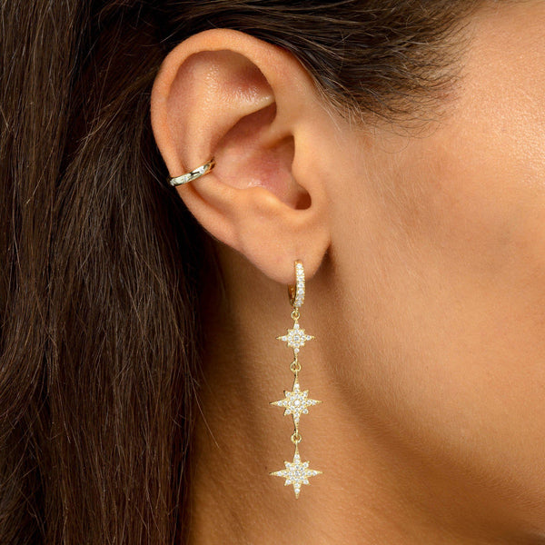 Gold Dangling Starburst Huggie Earring Adinas Jewels