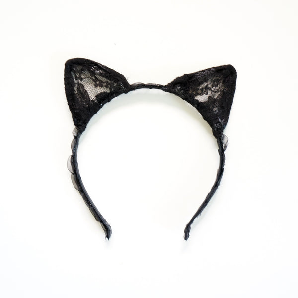 Black Floral Lace Cat Kitty Ears Costume Headband Hairband T Cospla