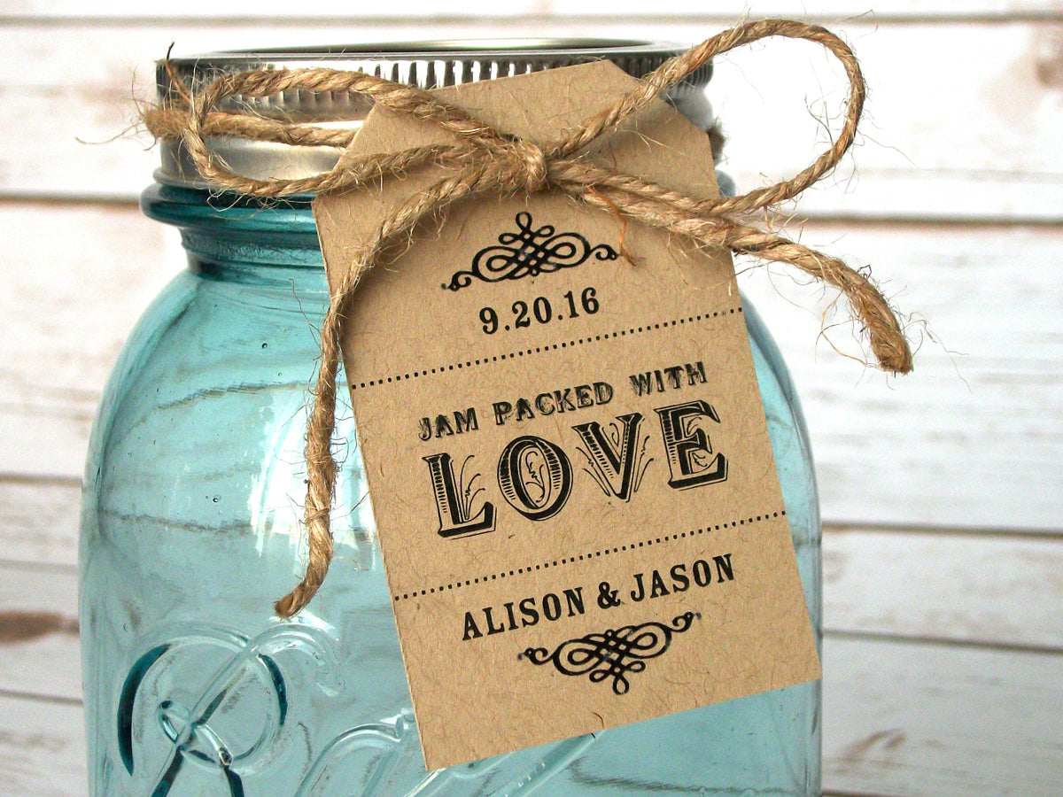 12 Kraft Jam Packed With Love Hang Tags For Wedding Favor Jam Jars