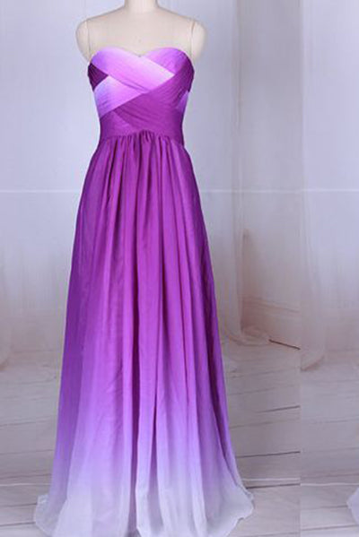 Prom Dresses Uksimple Purple Strapless Sweetheart Chiffon Ombre