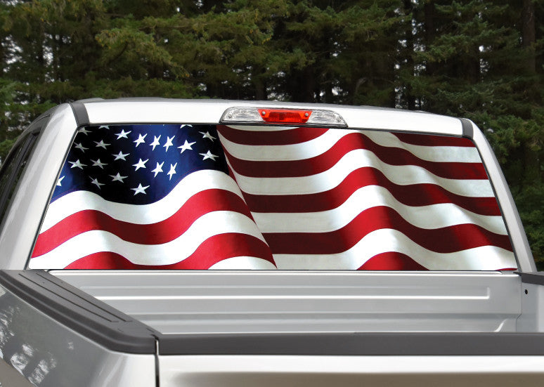 Waving American Flag Rear Window Graphic Miller Graphics