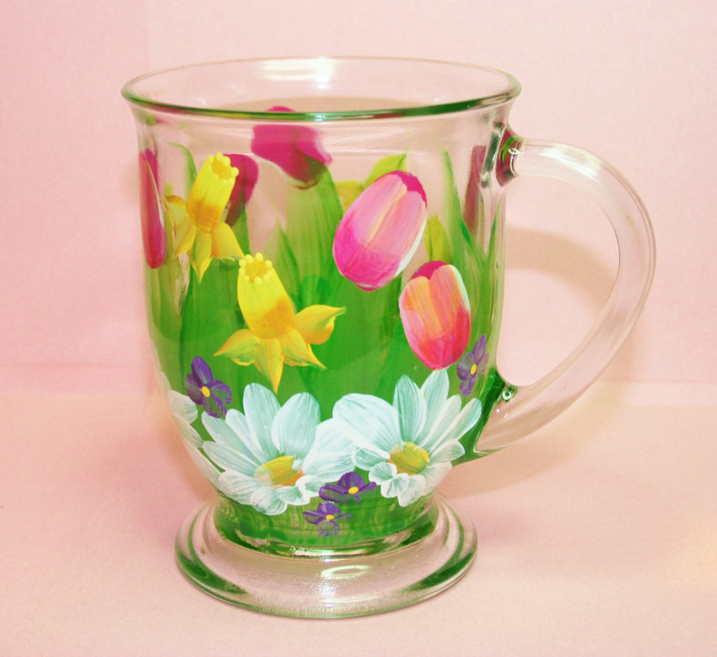 Hand Painted Coffee Mug Spring Bouquet Original Designs By Cathy K