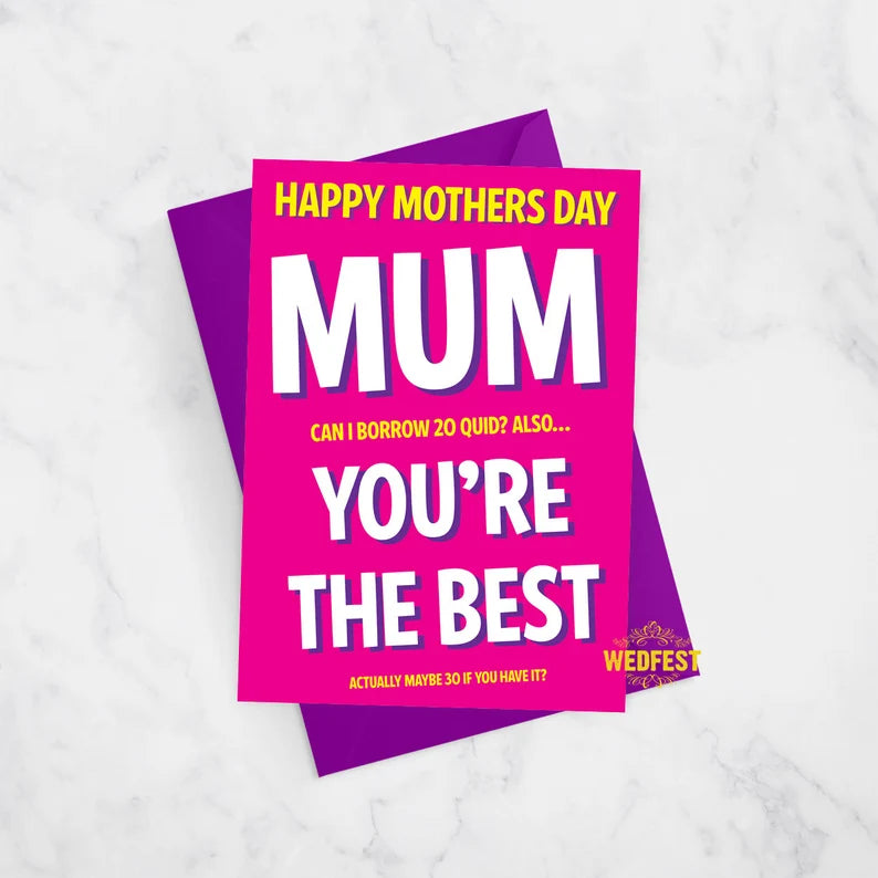 Mothers Day Card Mum Can You Lend Me 20 Quid Funny Mothers Day Card