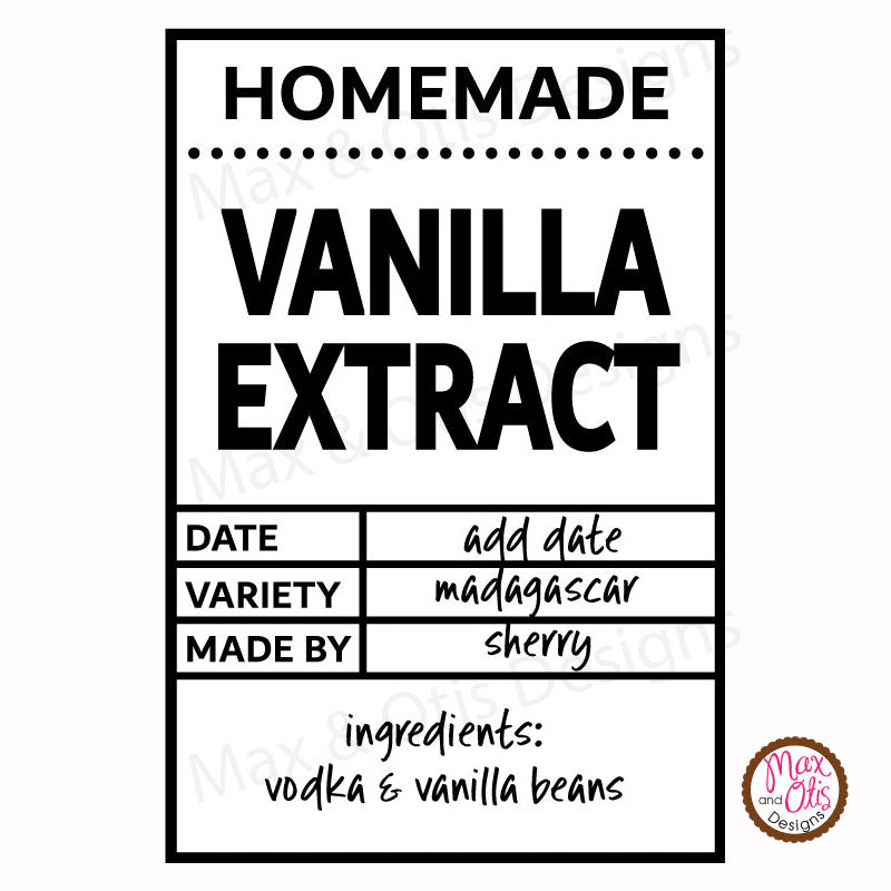 Printable Homemade Vanilla Labels Editable Pdf Max And Otis Designs