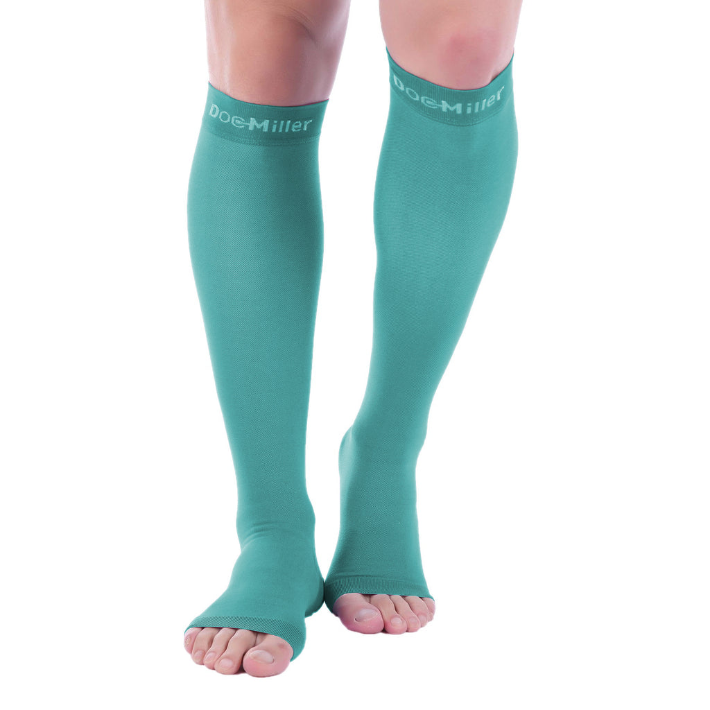 Open Toe Compression Socks 20 30 Mmhg Teal By Doc Miller