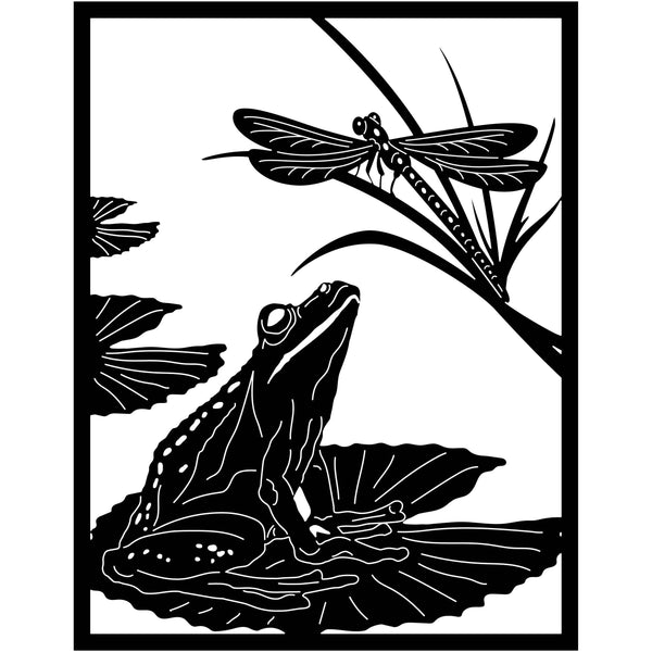 Frog On Lily Pad And Dragonfly On Leaf Scene Dxf Files Cut Ready For