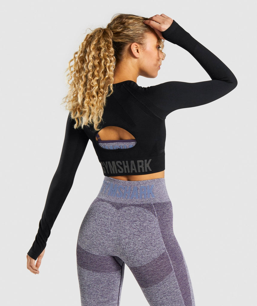 Gymshark Flex Sports Long Sleeve Crop Top Blackcharcoal Gymshark