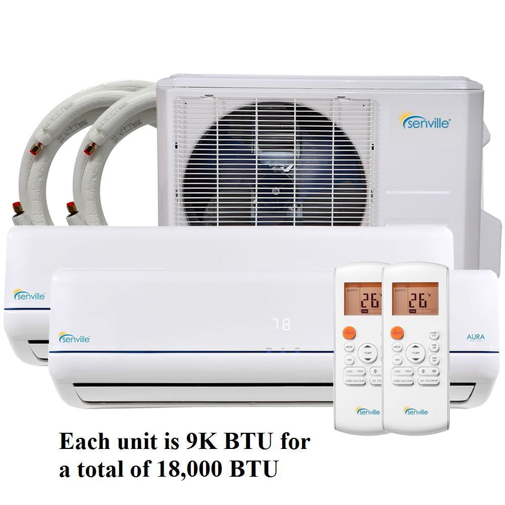 Senville 18000 Btu Dual Zone 9k9k Mini Split Ac And Heat Pump Aanda Mini