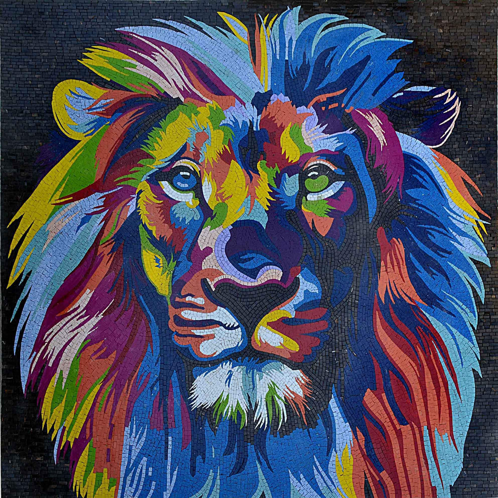 Modern Mosaic Art Colorful Lion Head Animals Mozaico