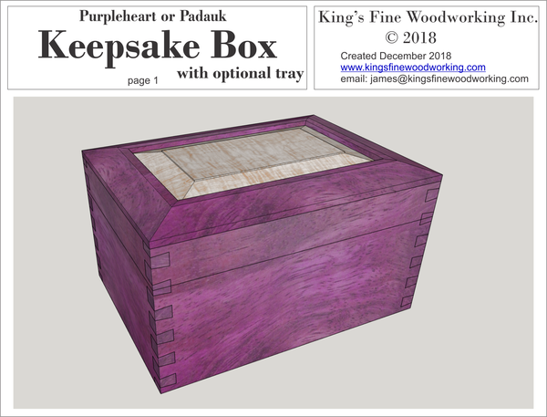 Keepsake Box Plans Including Optional Insert Trays Kings Fine