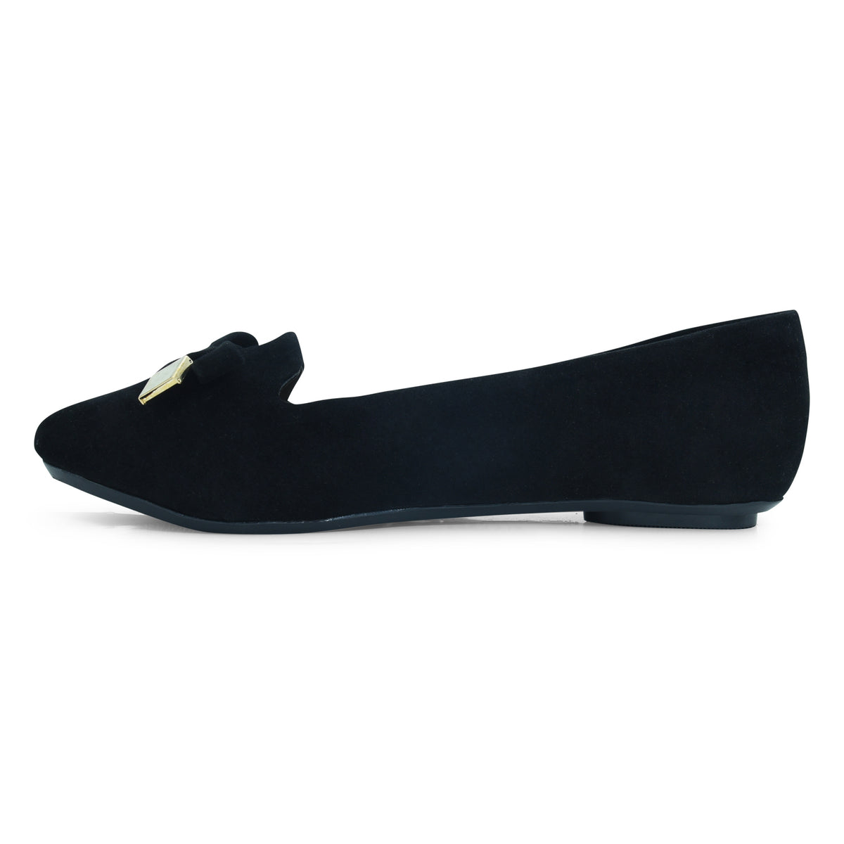 Black Suede Ballet Flat For Women Batabd