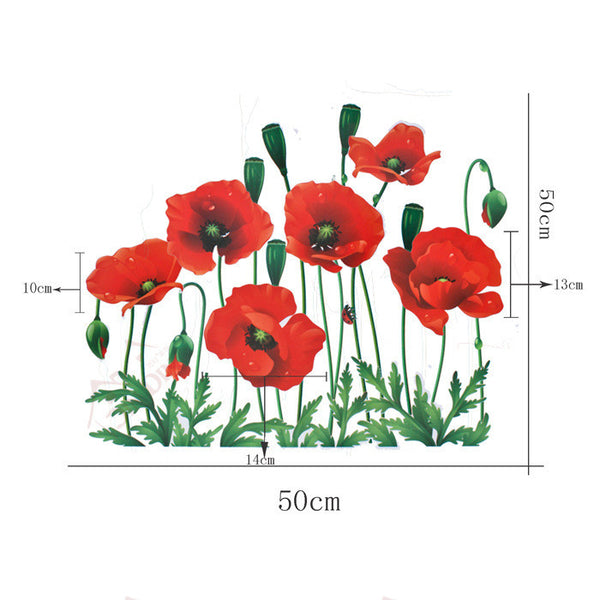 Poppy Flower Wall Decals Removable Wall Sticker Hm Decal