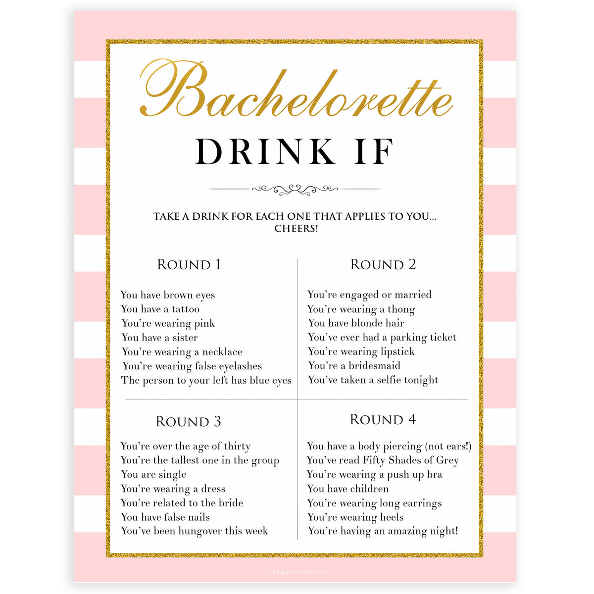 Bachelorette Drink If Game Printable Printable Word Searches