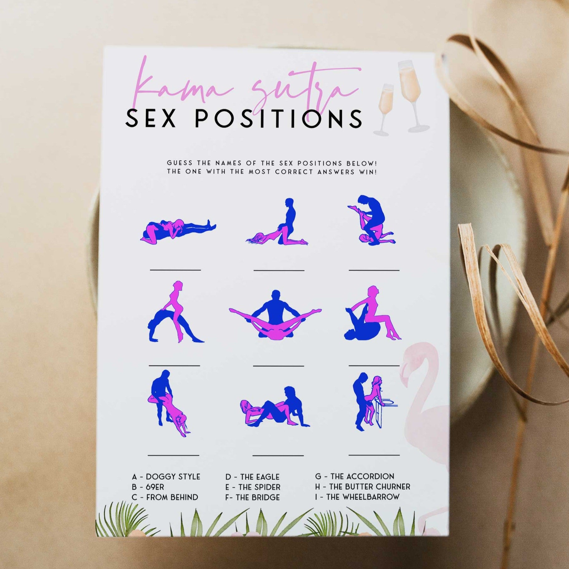 Editable Sex Positions Game Miami Bachelorette Party Ohhappyprintables