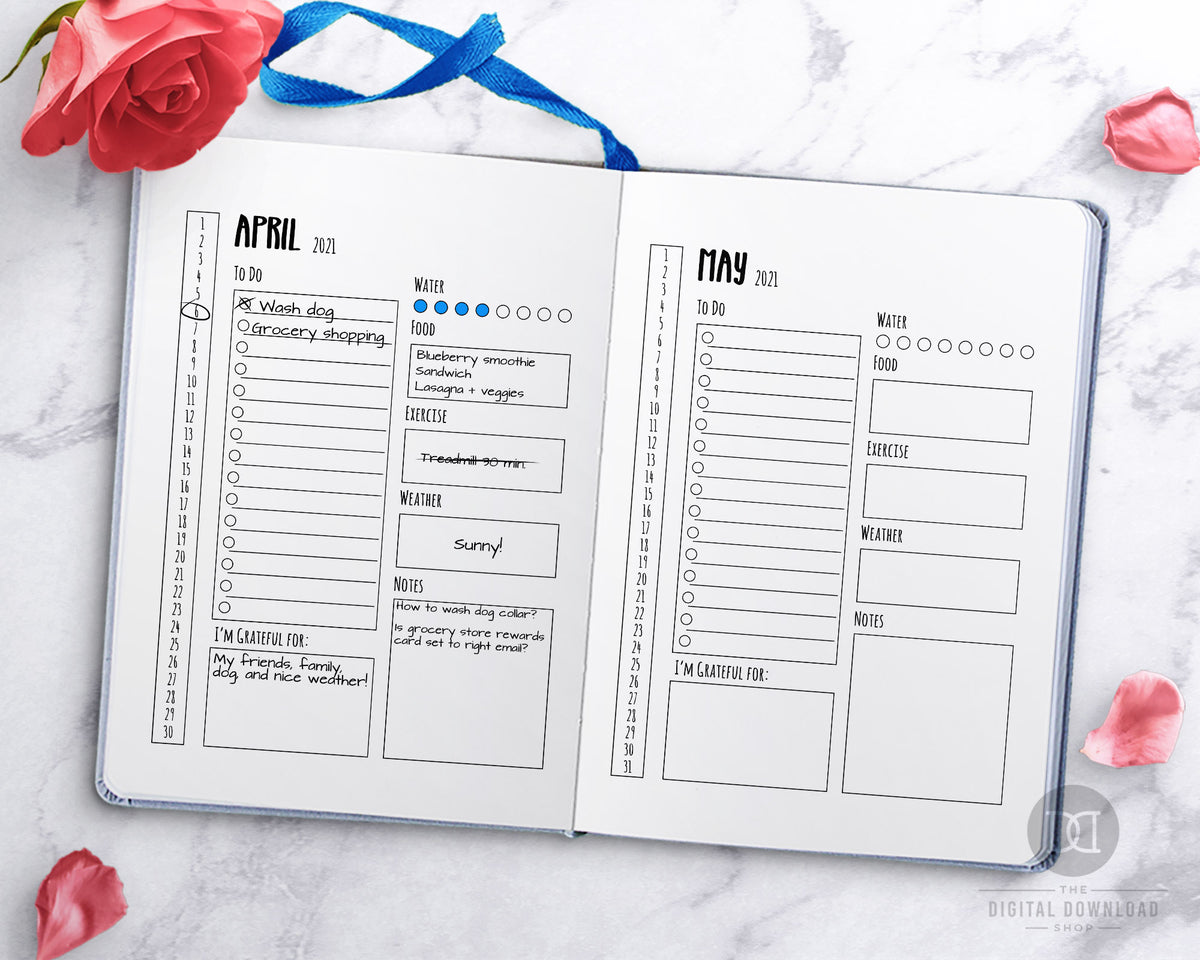 2021 2020 Bullet Journal Mini Calendars Printable The