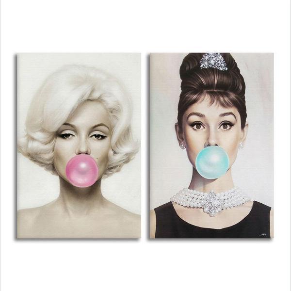 Celebrities Marilyn Monroe And Audrey Hepburn Canvas Wall Art