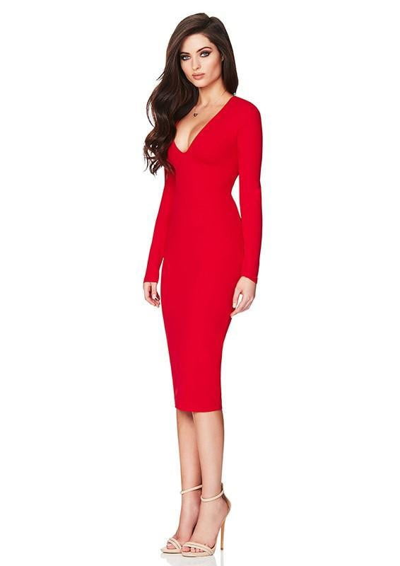 Open Back Long Sleeve Bandage Dress