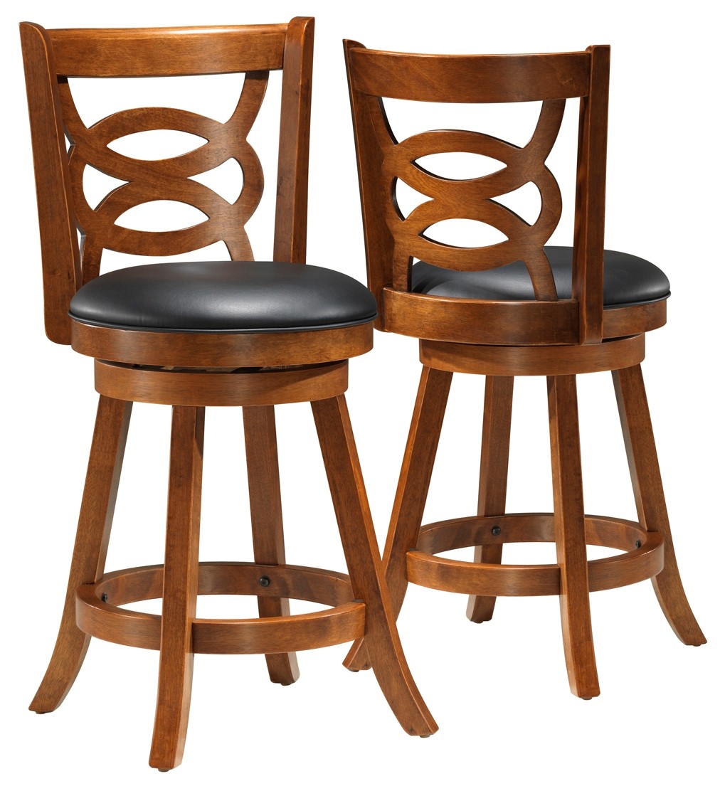 1252 Dark Oak Solid Wood 39 Swivel Counter Stool Set Of 2 From Monarch