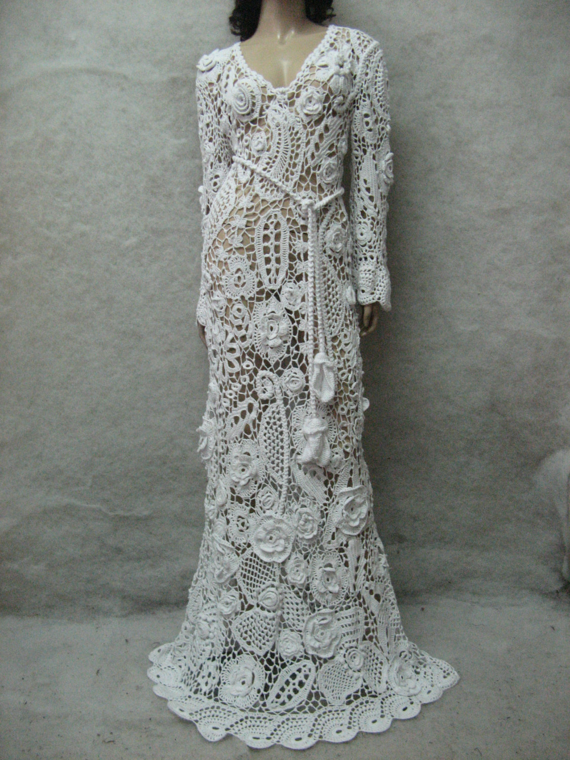 Crochet Wedding Maxi Dress Handmade White Dress Wedding Dress Crochet