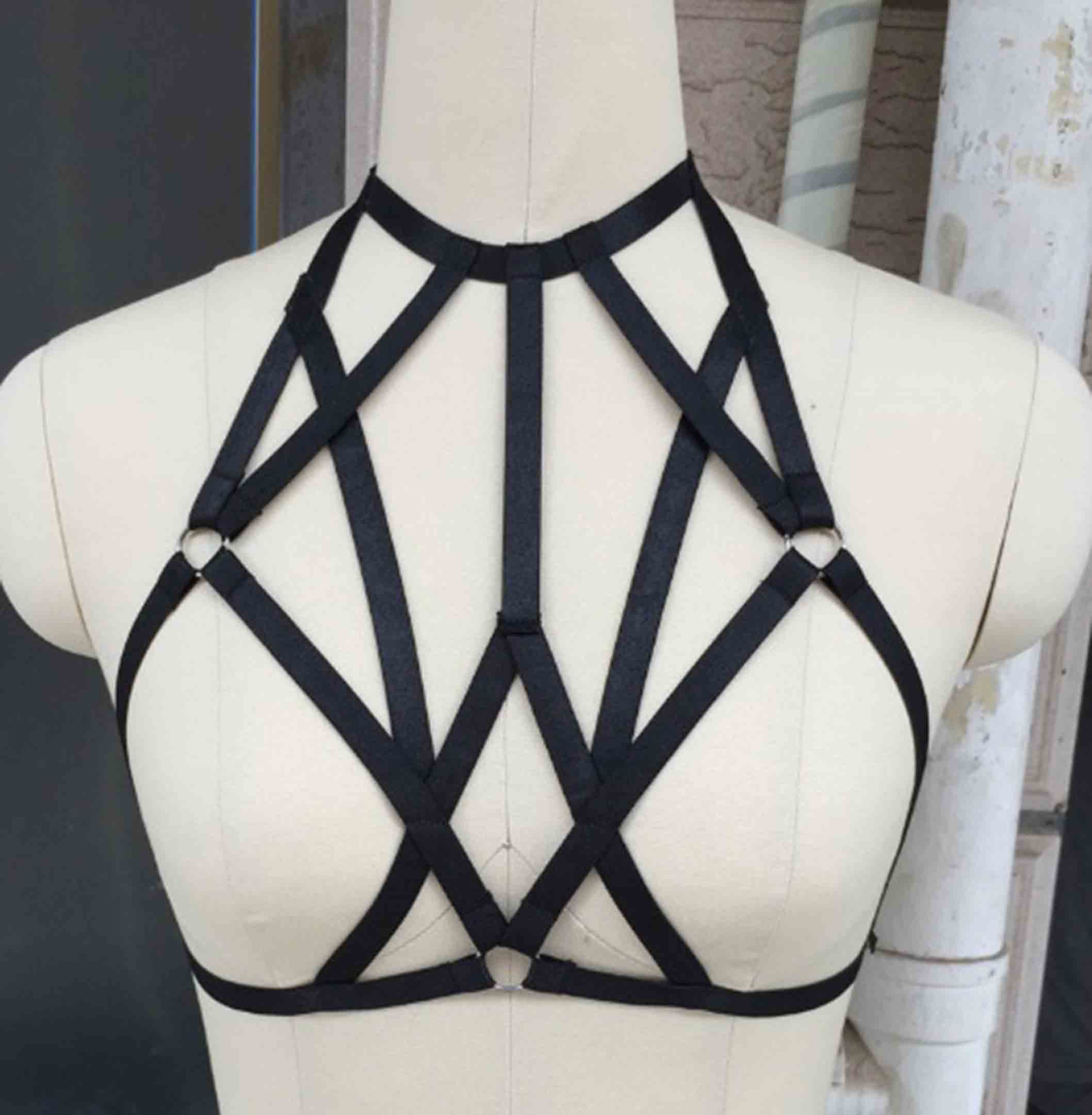 Exotic Apparel Black Women Body Harness Cage Bra Gothic Harajuku Sexy