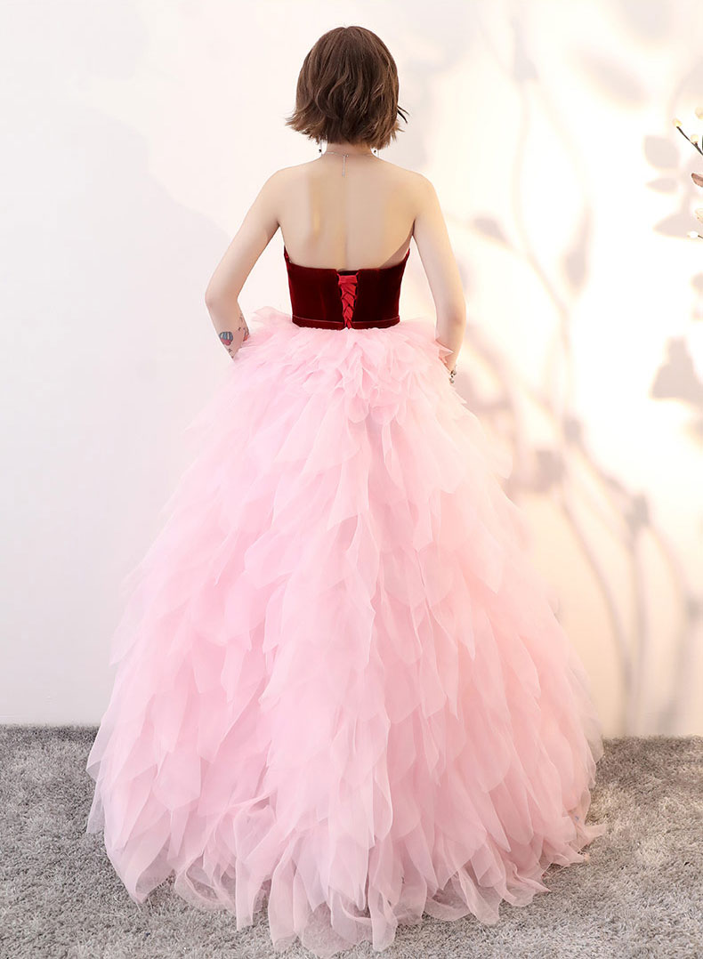 Pink Tulle Long Prom Dress Pink Sweet 16 Dress · Of Girl · Online