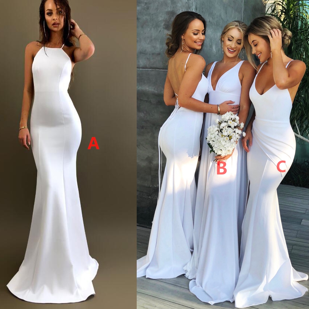 White Bridesmaid Dressesmismatched Bridesmaid Dresseslong Sexy