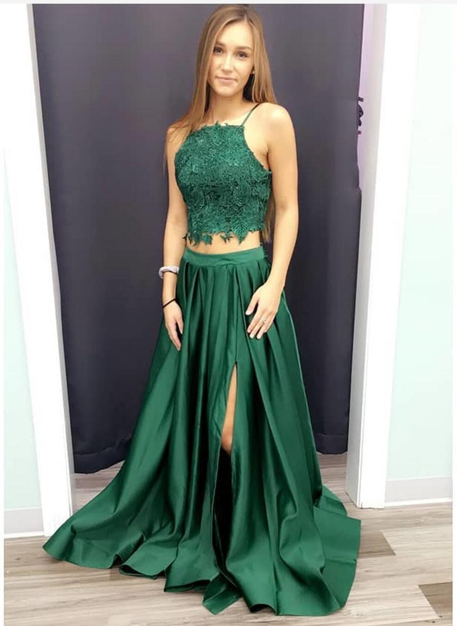 Two Pieces Prom Dress Emerald Green Prom Dress On Storenvy