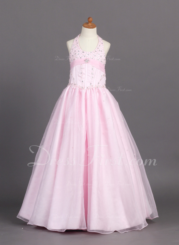 A Lineprincess Floor Length Flower Girl Dress Organzasatin