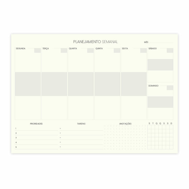 Bloco Planner Semanal Minimalista