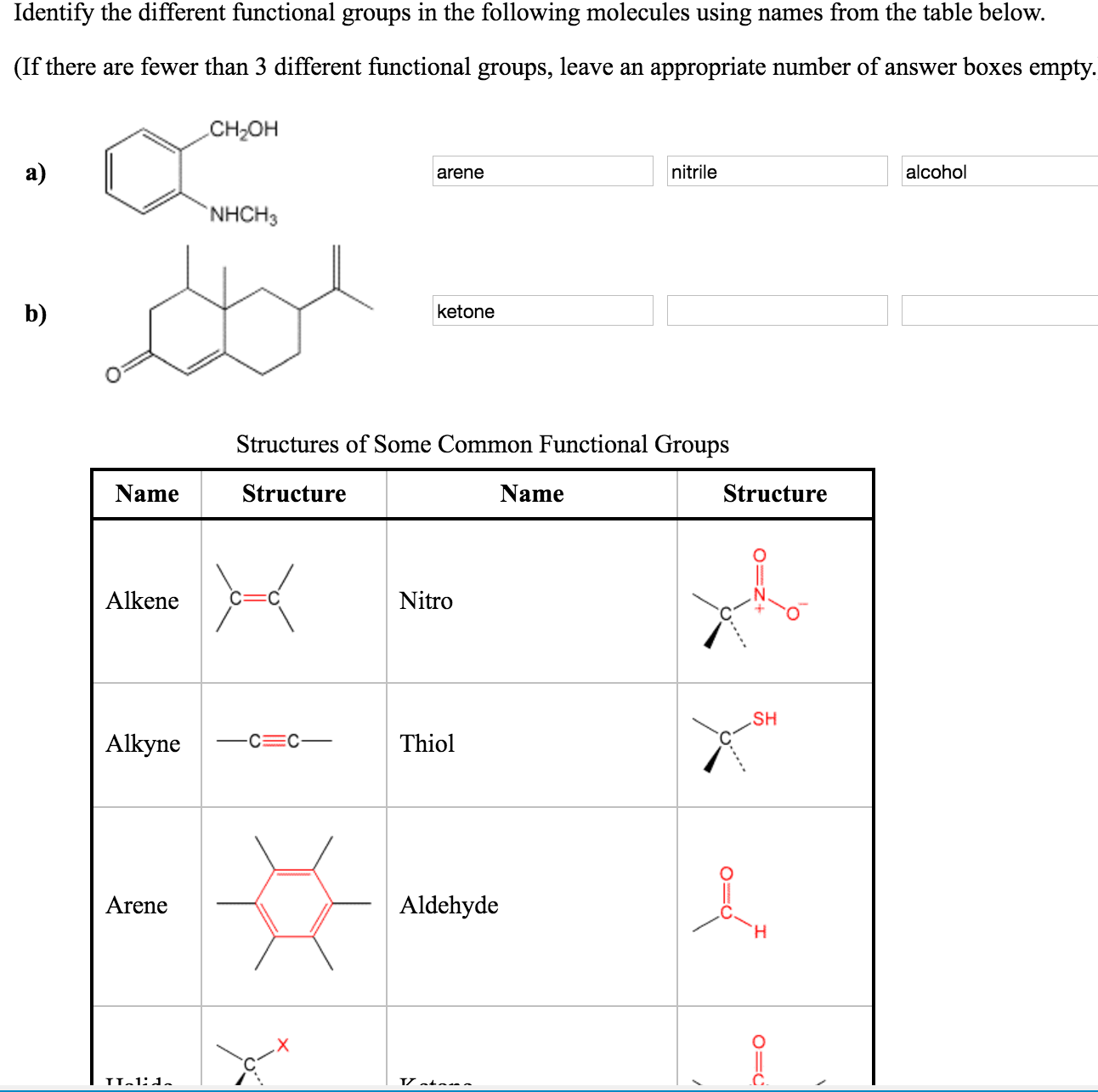 Solved Identify The Different Functional Groups In The Fo