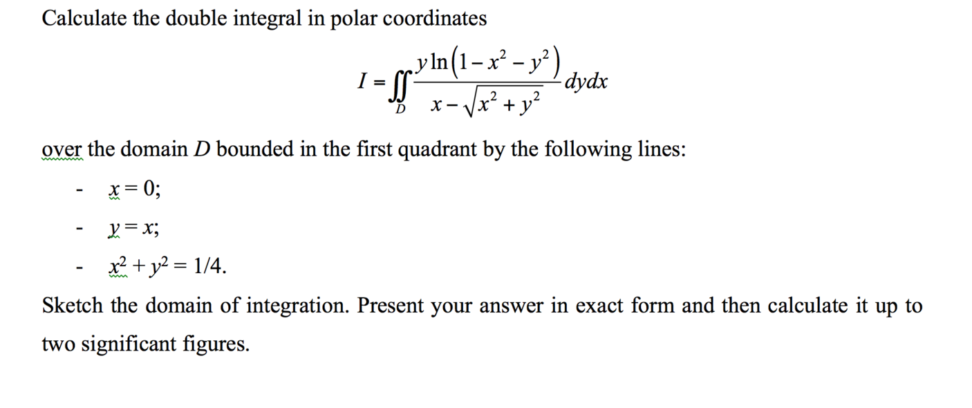 Solved Calculate The Double Integral In Polar Coordinates