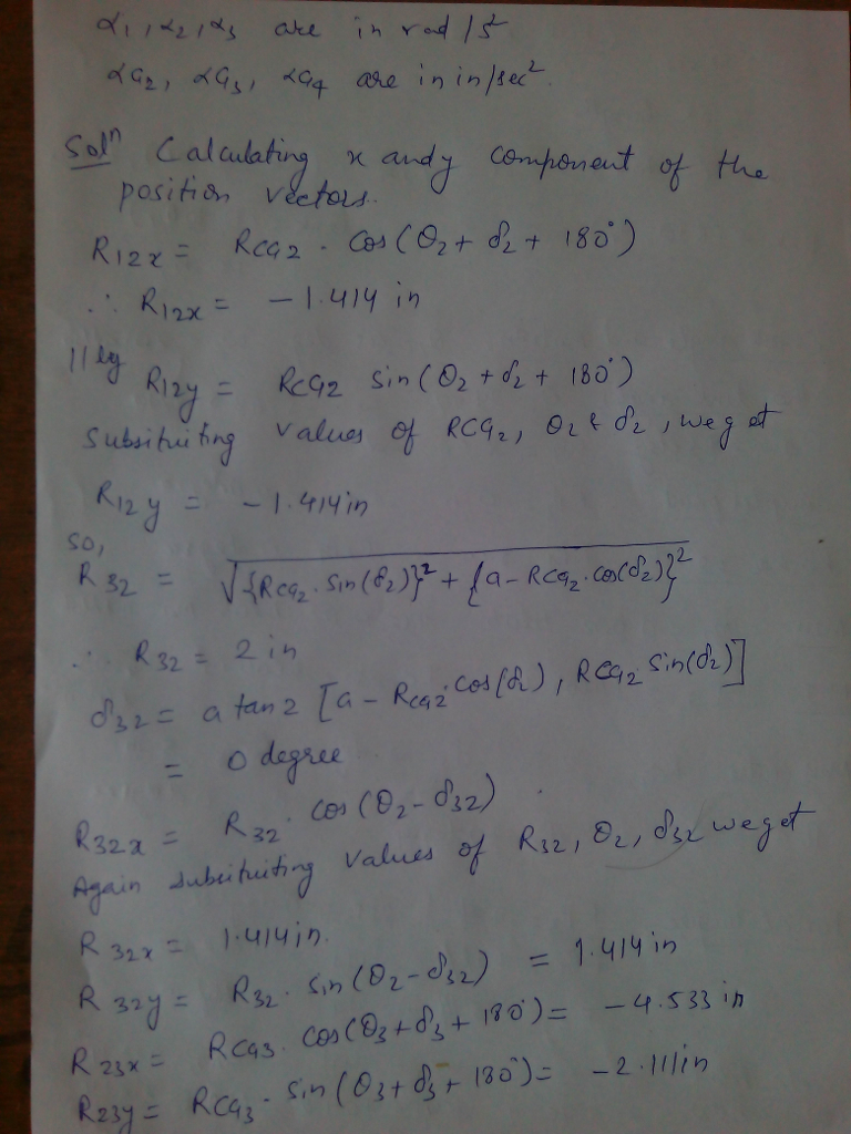 Solved Table P11 3 Shows Kinematic And Geometric Data For Several