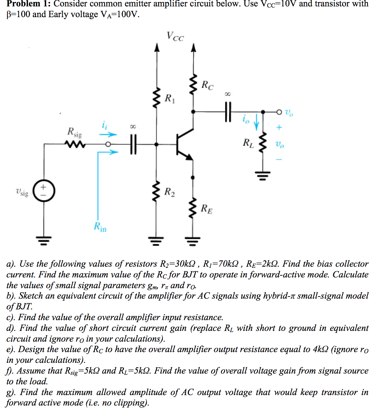 Solved Consider Common Emitter Amplifier Circuit Below U