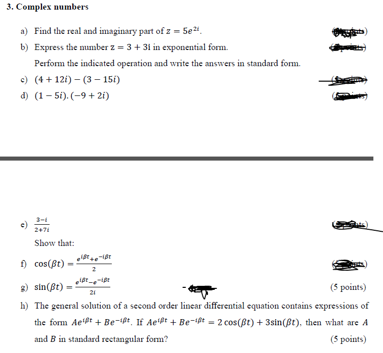 Solved Complex Numbers Find The Real And Imaginary Part O