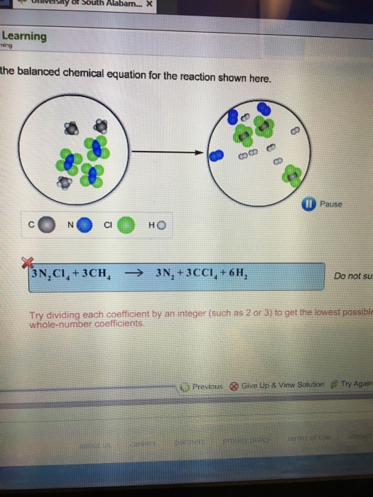 Solved The Balanced Chemical Equation For The Reaction Shown Chegg