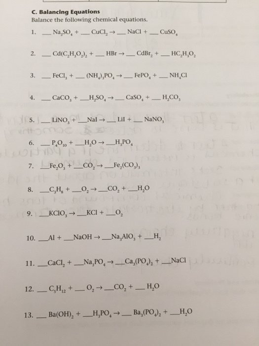 Solved Balance The Following Chemical Equations Chegg 8480 Hot Sex