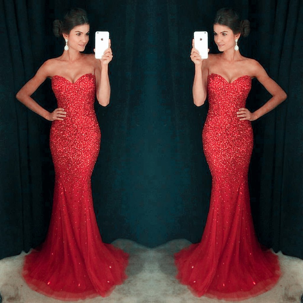 Amazing Red Mermaid Prom Dress Prom Dresses Evening Party Gown On