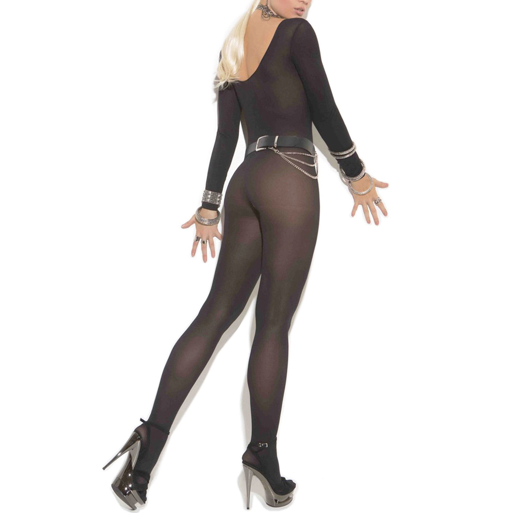 Womens Sheer Long Sleeve Open Crotch Lingerie Body Stockings