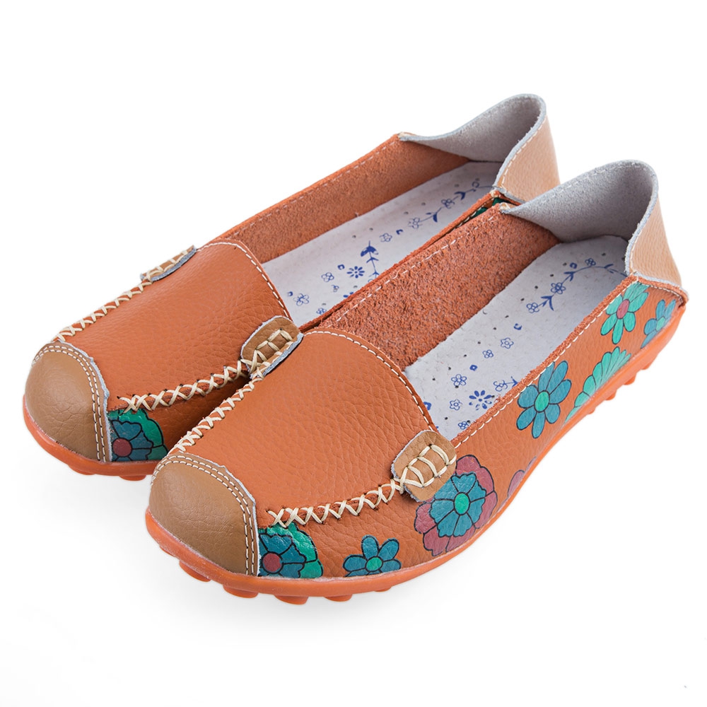 New Women Ballet Flats Lady Casual Floral Print Patchwork Slip On Flat